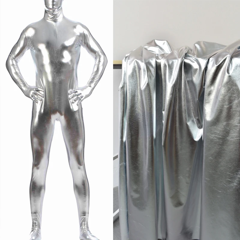 Silver-Leather-Fabric-Metallic-Tight-Fitting-Jacket-Stage-Clothing ...
