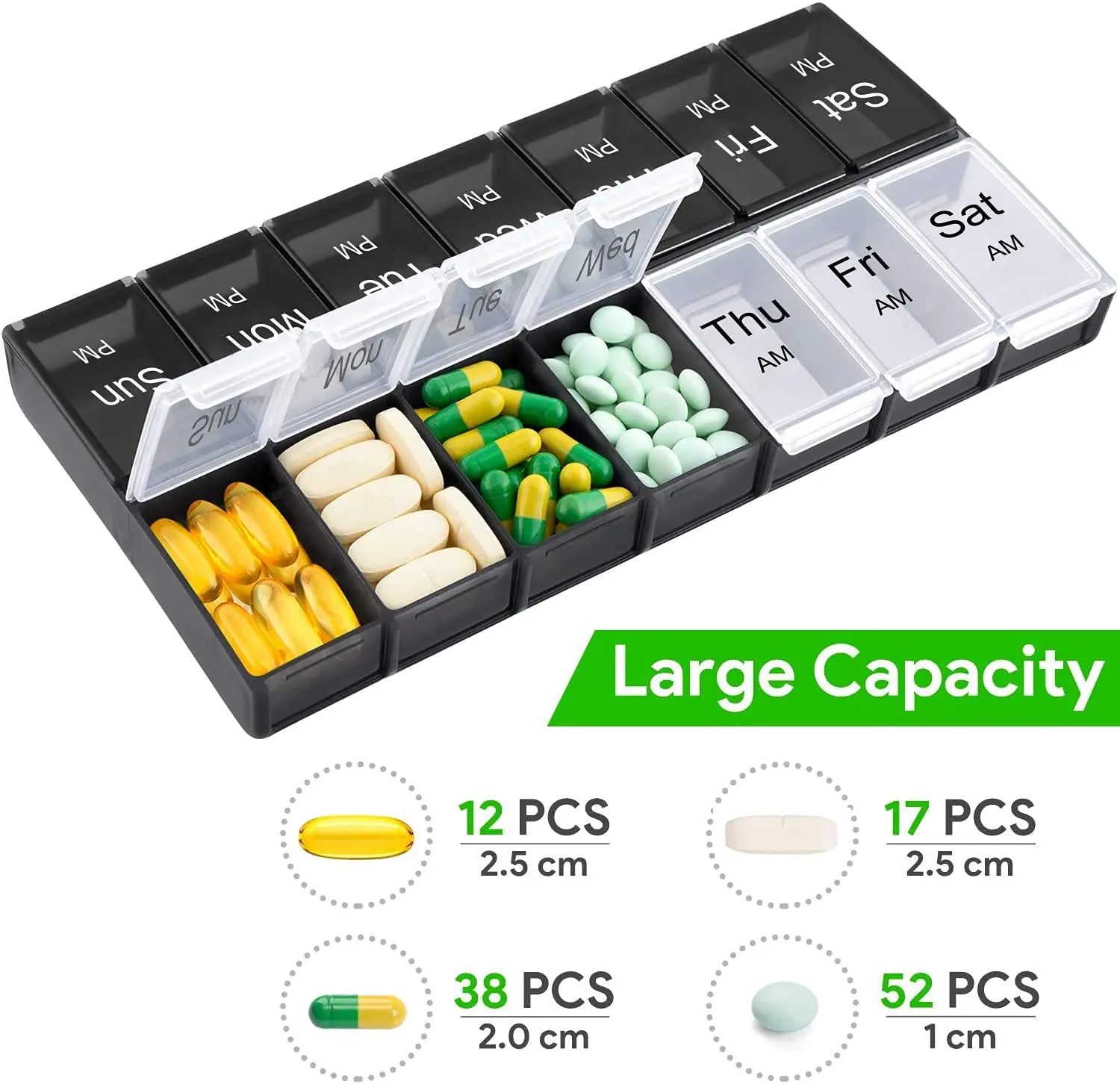 Classified-storage-Pill-case-box-Large-Capacity-7-Day-2-Times-A-Day-AM ...