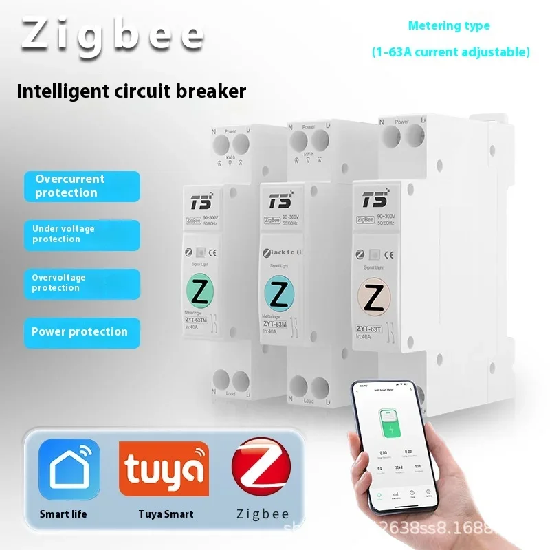TUYA-smart-home-WIFI-circuit-breaker-63A-1P-N-Smart-circuit-breaker ...