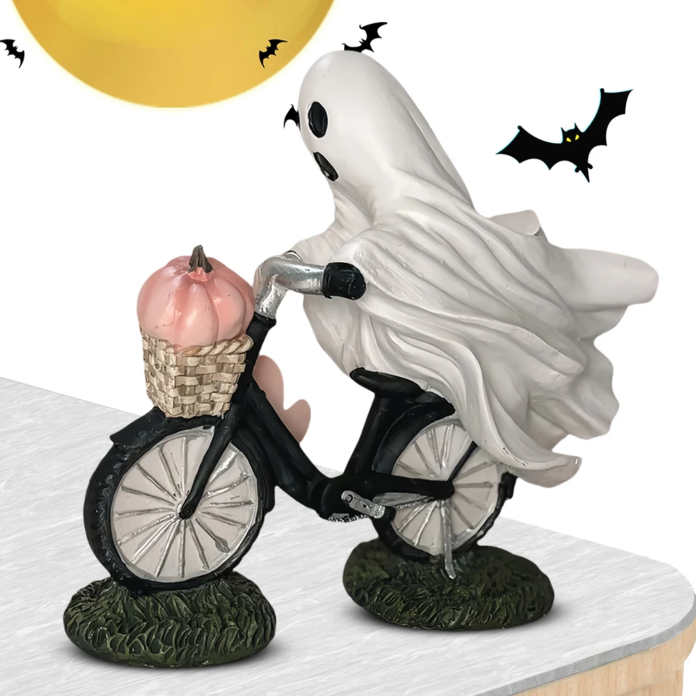 Spooky-Ghost-Rides-with-Pumpkin-Resin-Cute-Ghost-on-Bike-Riding-Bike ...