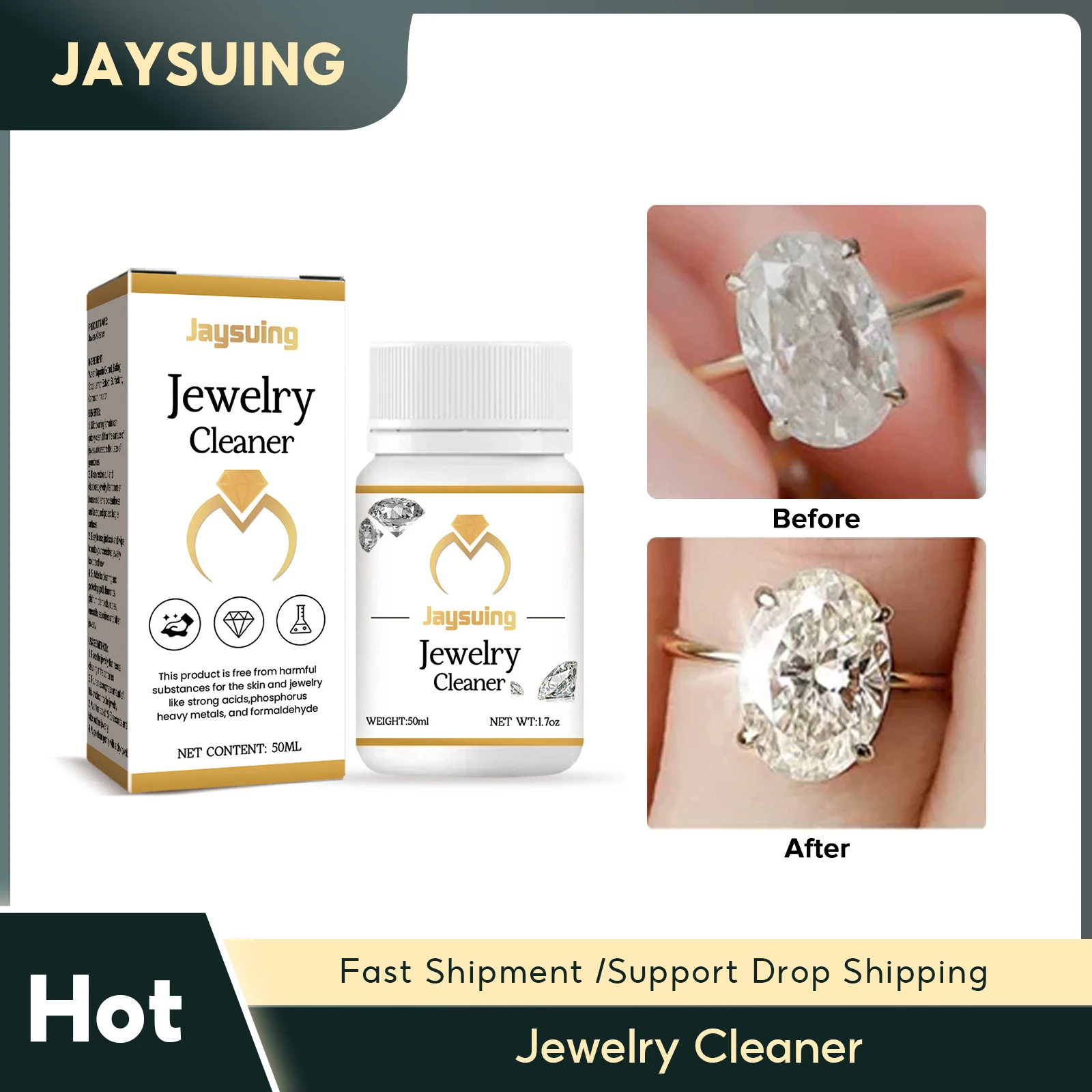 Jewelry Cleaner Gold Silver Cleaning Liquid Tarnish Remover Antique ...