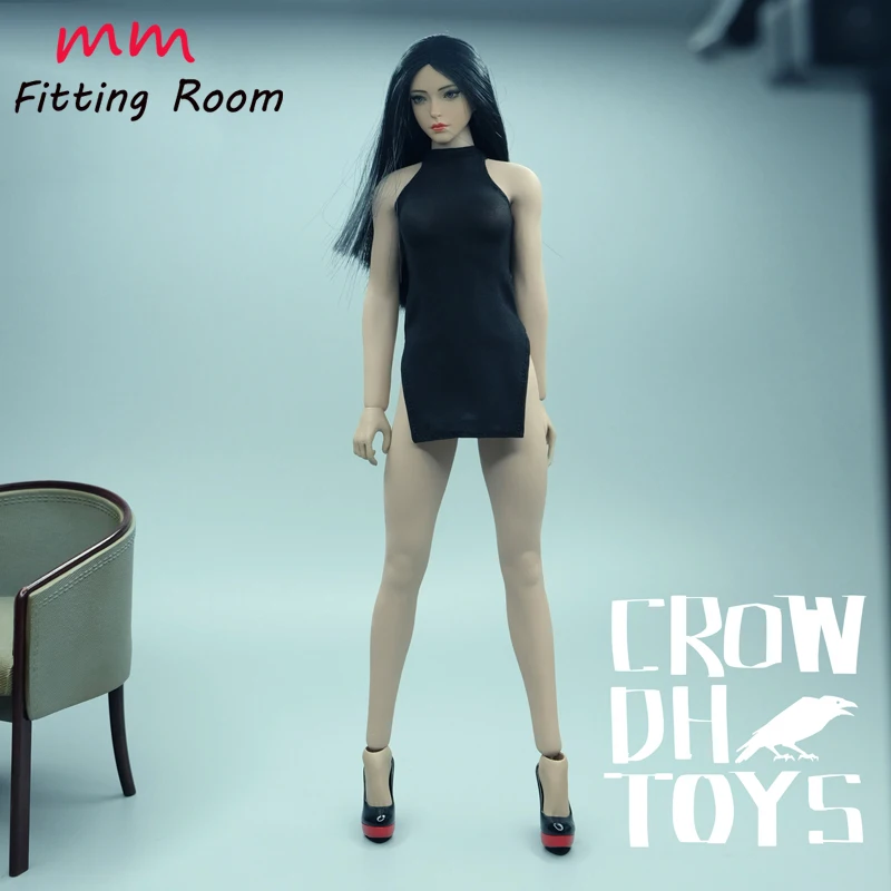 1/6 Scale female dolls clothes sexy black short dress fit 12'' action ...
