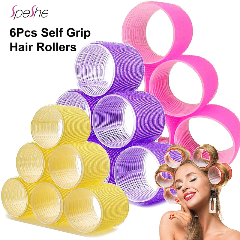 6pcs Self Grip Hair Rollers No Heat Hair Curlers Heatless Curls Hair ...