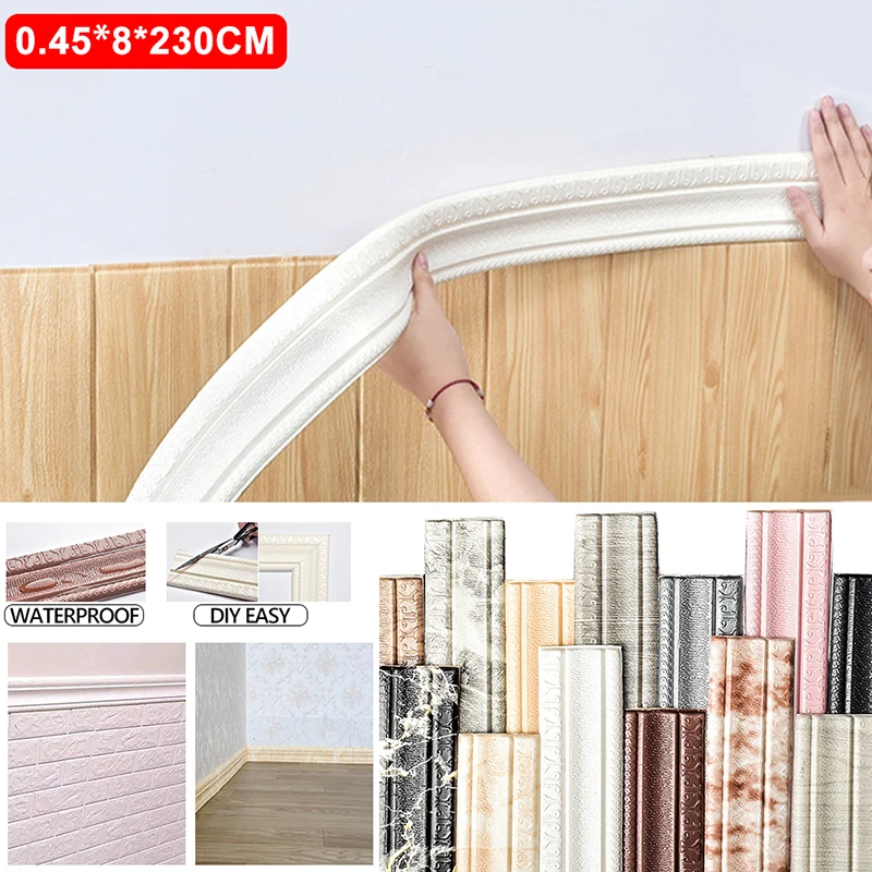 230mm 3d Self Adhesive Wall Trim Line Skirting Border Waterproof