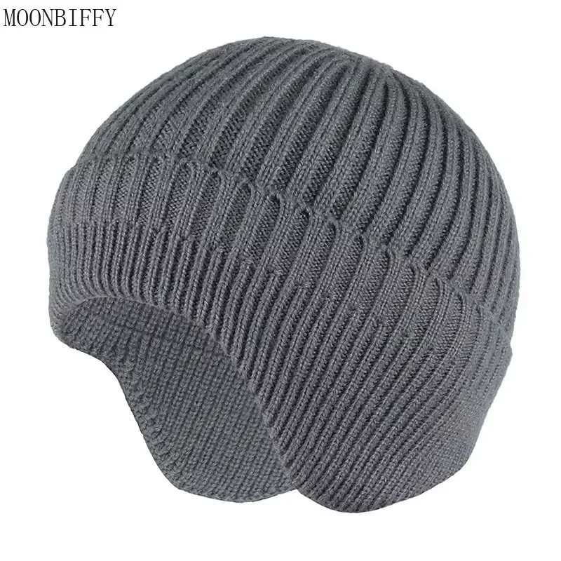 Winter-Ears-Protected-Hats-for-Men-Solid-Thicker-Knitted-Fleece-Hats ...