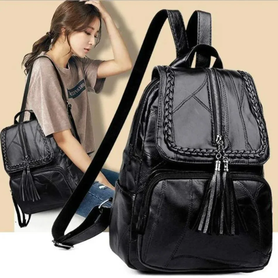 Fashionable And Versatile Black Backpack Mini Small Shoulder Bag Canvas ...