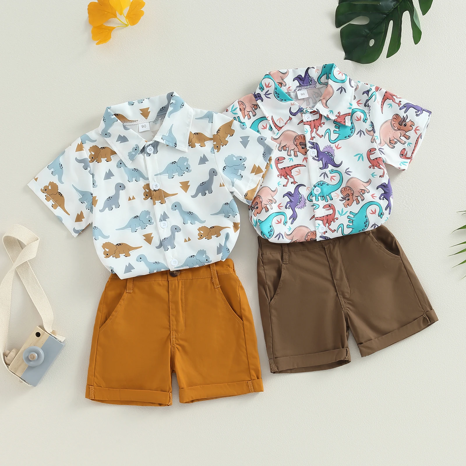 Pudcoco-Kid-Baby-Boy-Summer-Outfits-Dinosaur-Print-Turn-Down-Collar ...