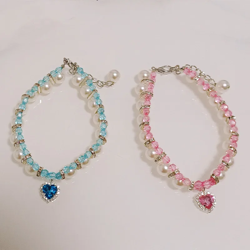 New Dog Cat Pearls Necklace Collar with Crystal Rhinestone Pet Pearl ...
