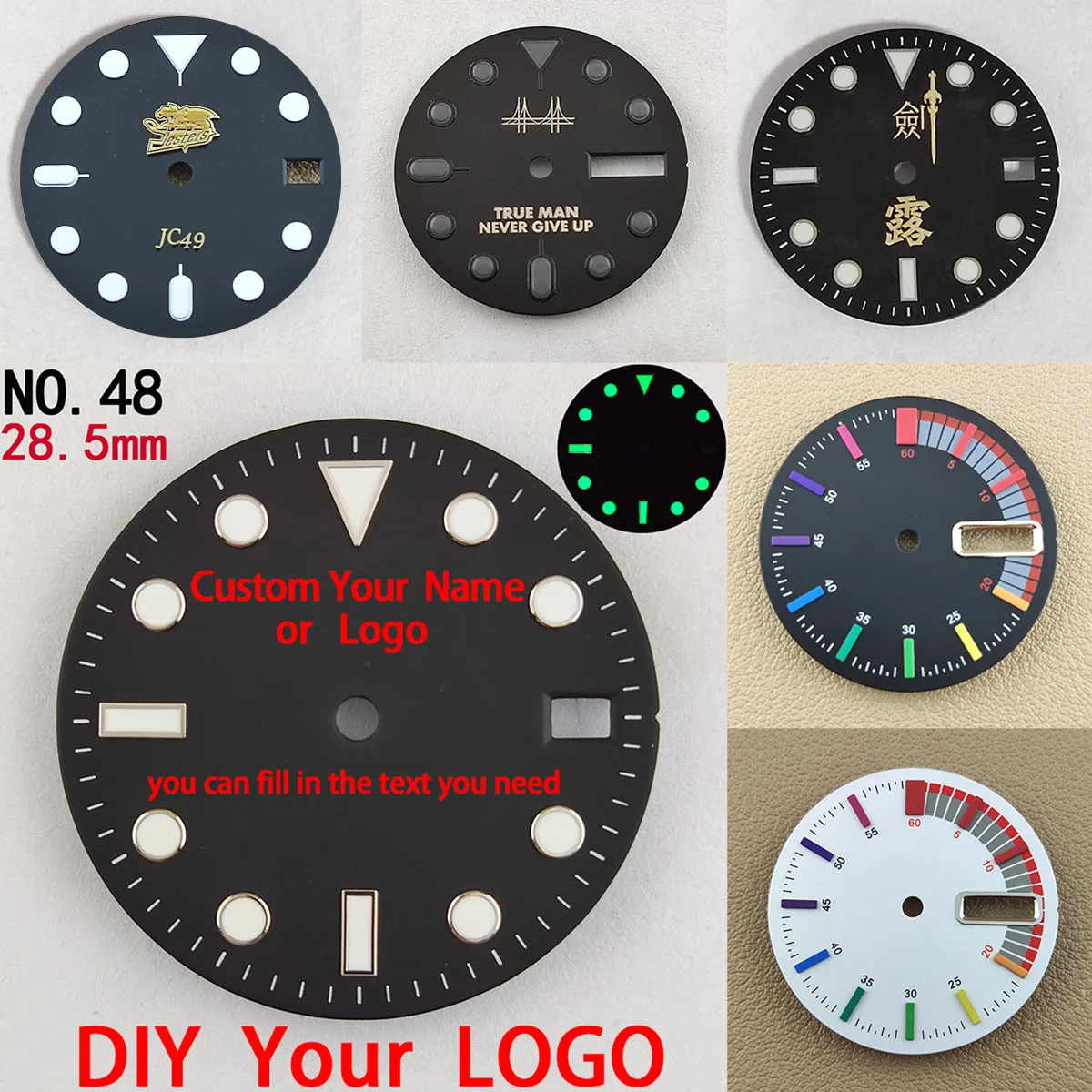 Custom Logo Laser Print Name/Logo Watch Dial Diy Dial Fit NH35 case ...