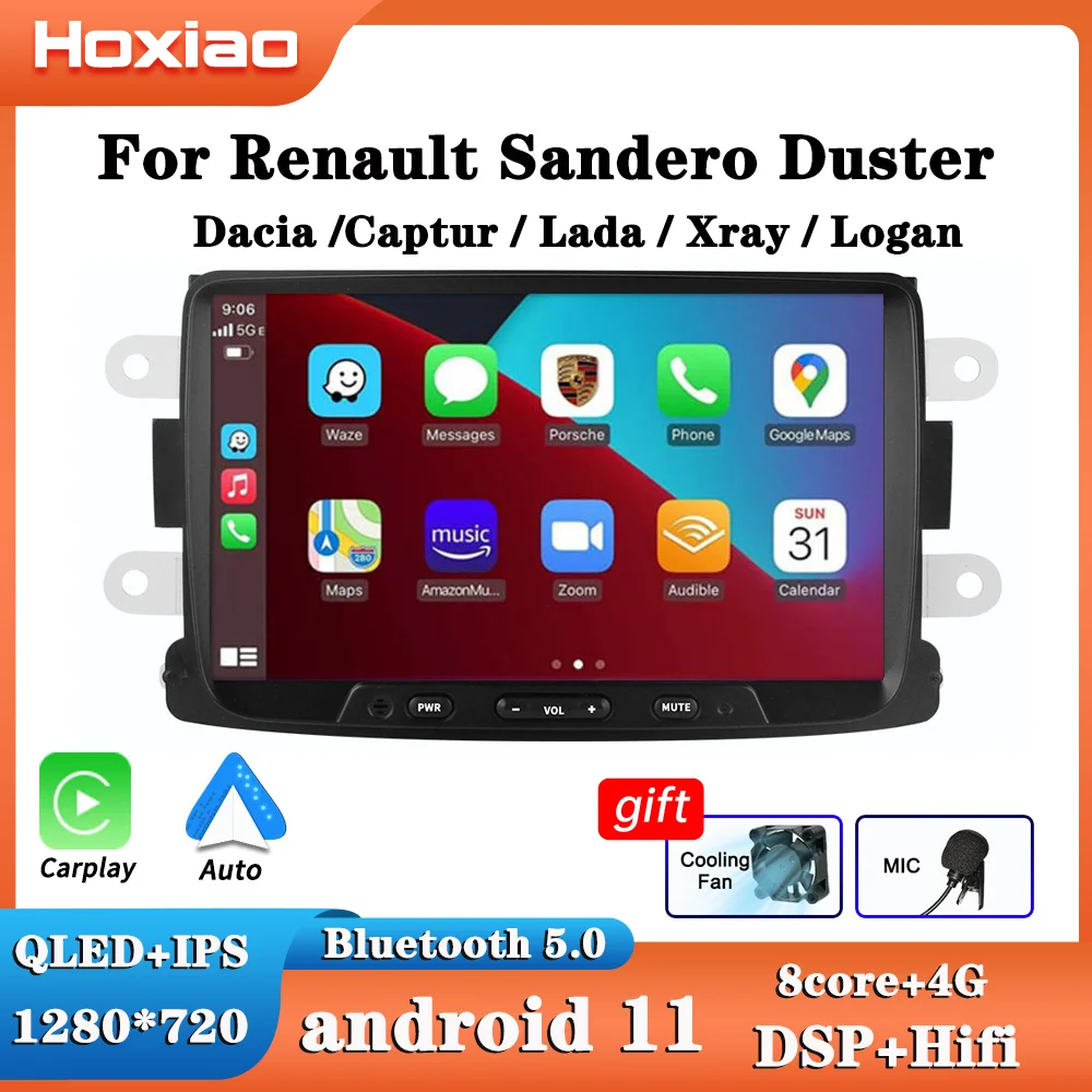 Android 11 Qled Rádio Do Carro Para Renault Dacia Sandero Duster Captur Lada Xray 2 Logan ...