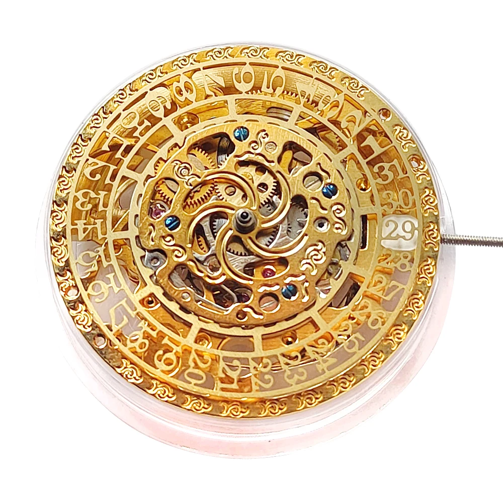 Hangzhou Watch Mechanical Movement Three Pin Hollow Carving Calendar ...