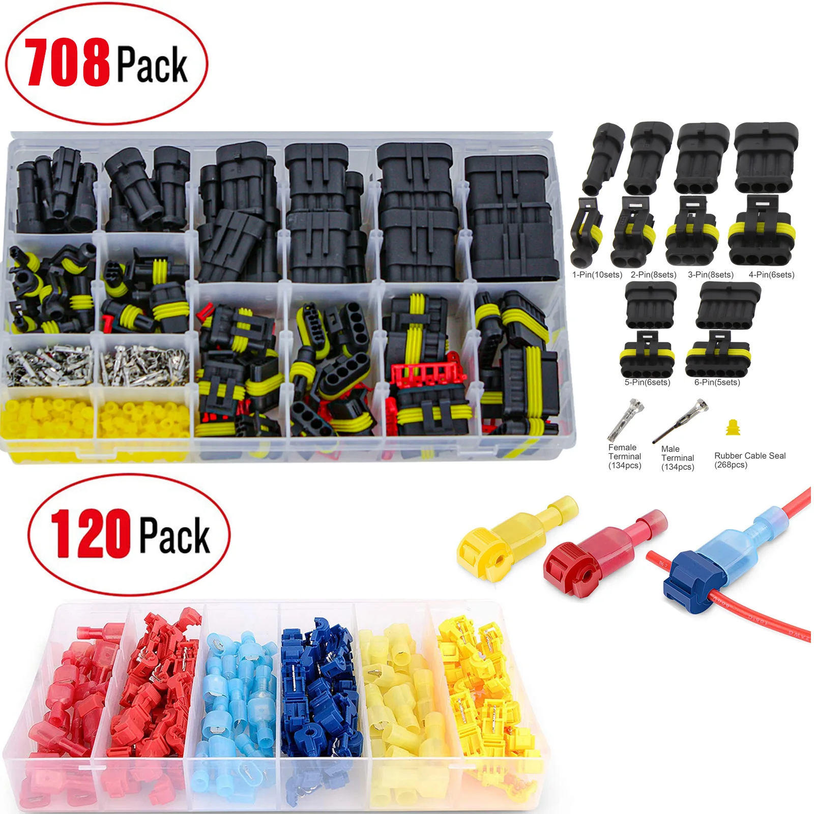 Automotive Connectors Kit Wire Quick Electrical In Car Seal Socket 1 2 3 4 5 6 Pin Plug Way ...