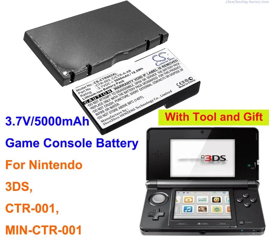 Cameron Sino 3.7V 5000mAh Game Console Battery C/CTR-A-AB, CTR-003 for ...