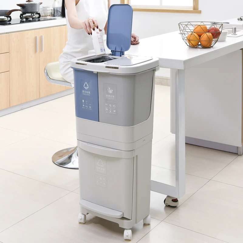 2023 Modern Rectangle Large Trash Can Kitchen Recycling Japanese Double ...