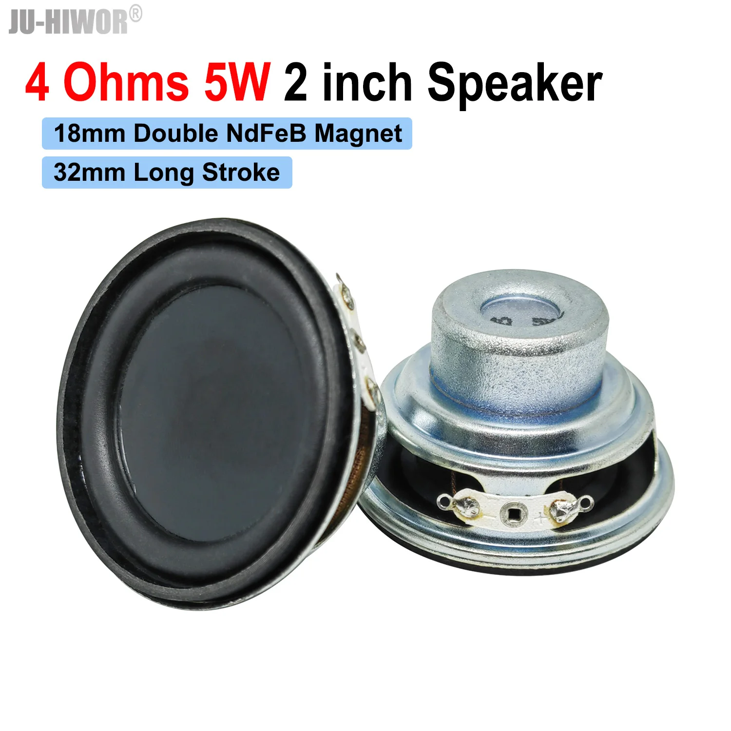 2pcs-4Ohms-5W-52mm-Round-18mm-Core-Dual-Neodymium-Magnetic-32mm-Long ...