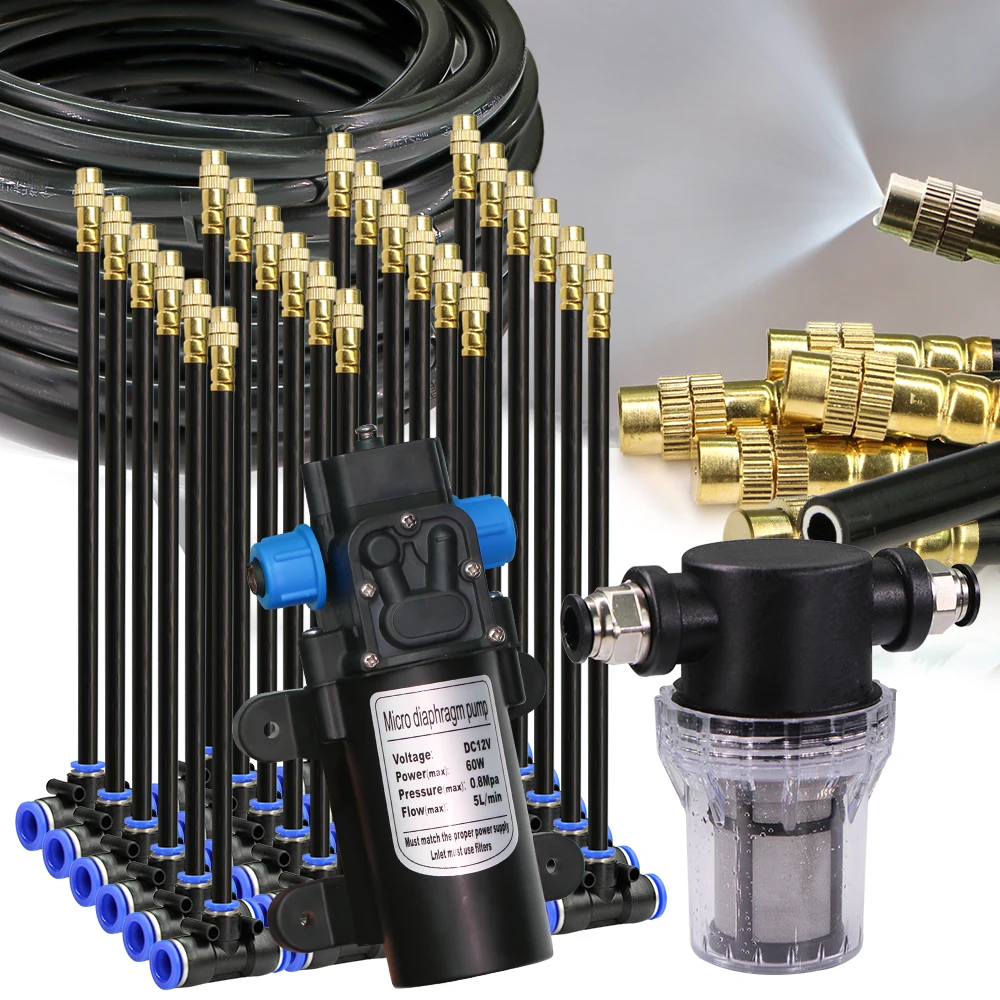 20-5m-9-12mm-Misting-Cooling-System-360-Free-bend-Brass-Nozzle ...