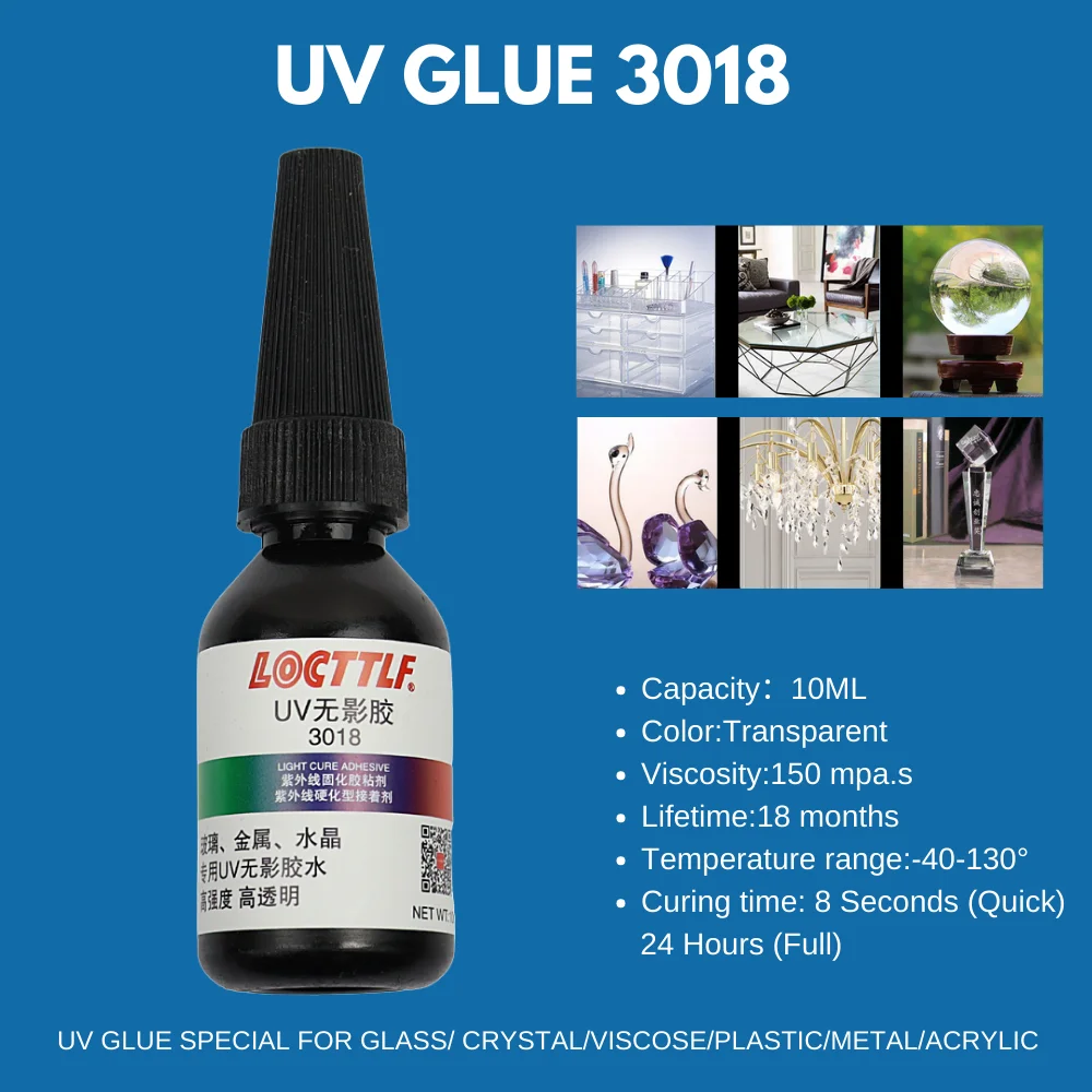 LOCTTL 3018 투명 무영 UV 접착제, 유리 크리스탈 점성 자외선 접착제, 플라스틱 금속 아크릴 퀵 접착제, 10ml| | - AliExpress
