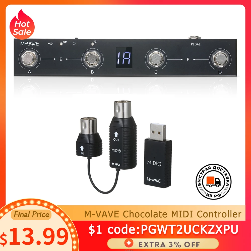 M-VAVE-Chocolate-BT-Wireless-MIDI-Controller-Rechargeable-4-Buttons-Portable-MIDI-Foot ...