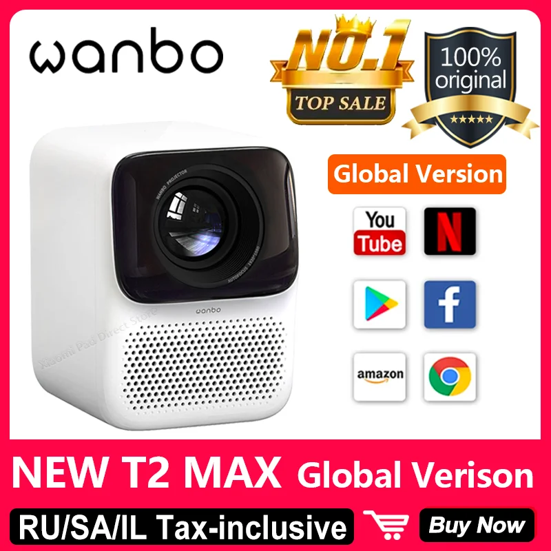 2023-Wanbo-New-T2-Max-Smart-Portable-Projector-Full-HD-1080P-450ANSI ...