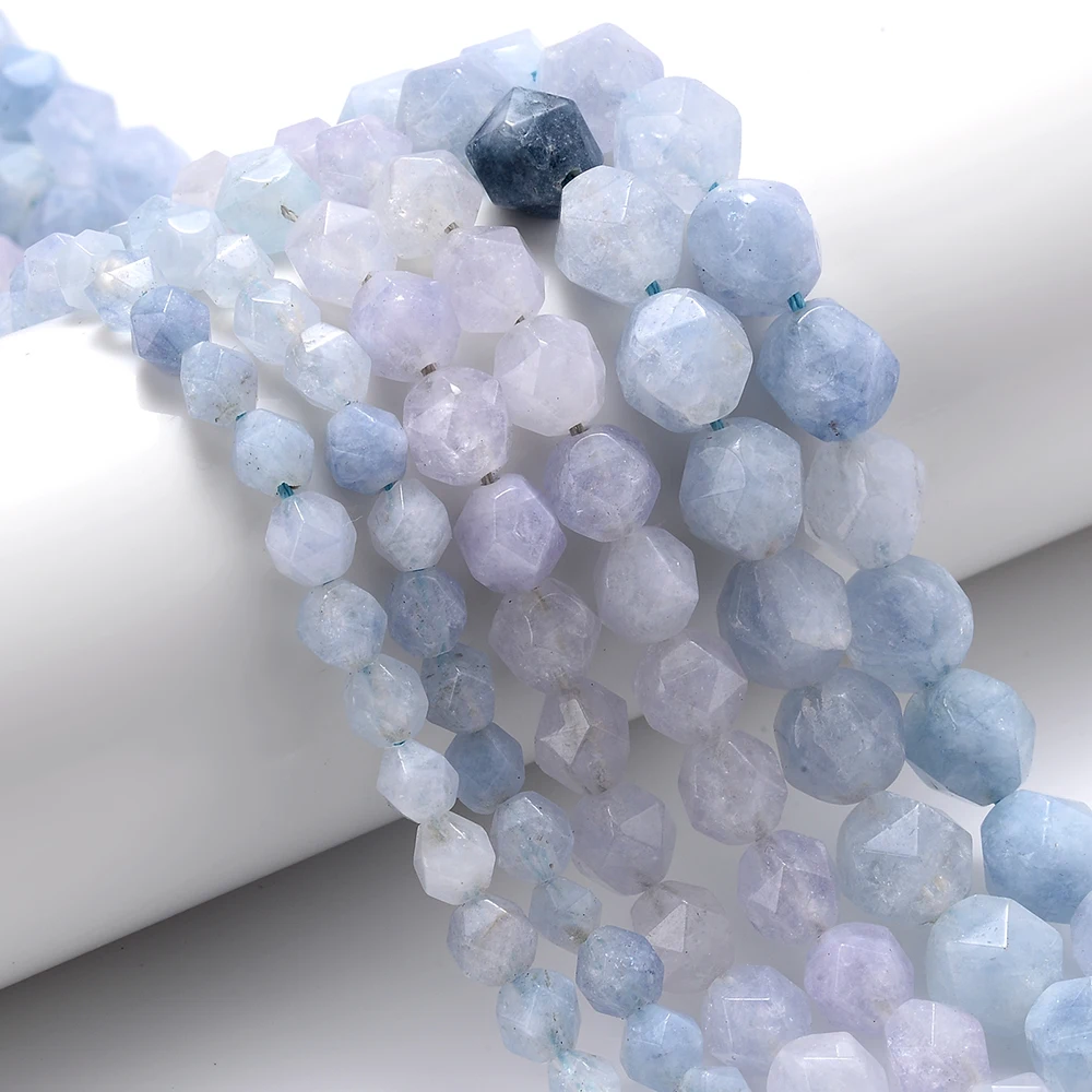 Natural Aquamarines Stone Beads Light Blue Diamonds Faceted Loose ...
