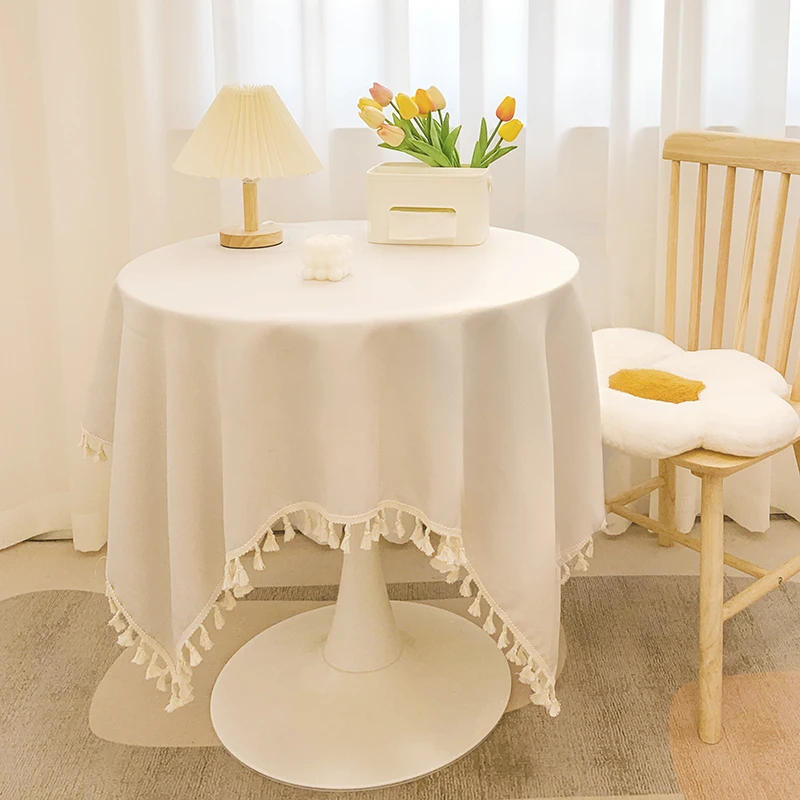 Beige-Round-Tablecloth-Wrinkle-Resistant-Washable-Polyester-Table-Cloth ...