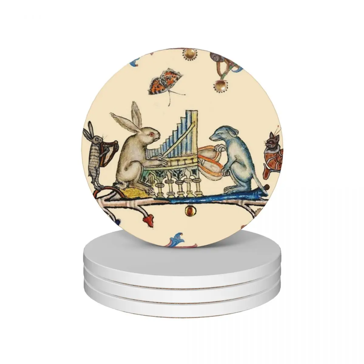 WEIRD-MEDIEVAL-BESTIARY-MAKING-MUSIC-White-Rabbit-And-Dog-Playing-Organ ...