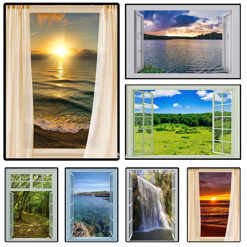 window-view-poster-Open-the-window-and-see-the-scenery-Canvas-printing ...