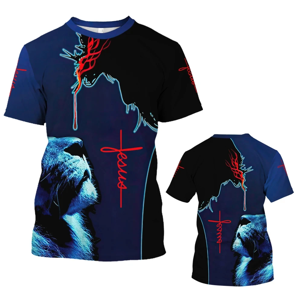 Unique Christian Jesus 3D Print Mens Shirt | Oversized Short Sleeve ...