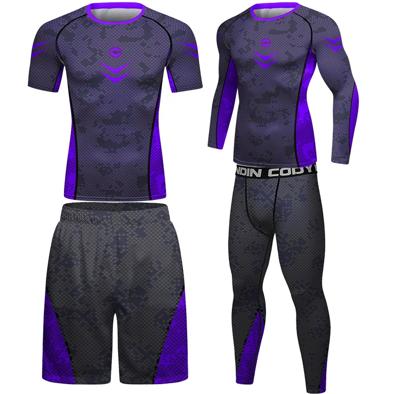 Men Boxing Sports Jiu Jitsu Suit Gym MMA Compression T-shirts Clothes ...