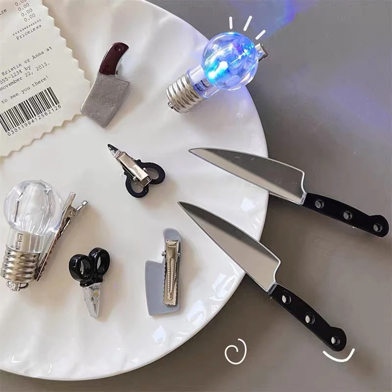 Funny-Hairpin-Simulated-Knife-Lighted-Bulb-Shape-Hair-Clips-For-Women ...