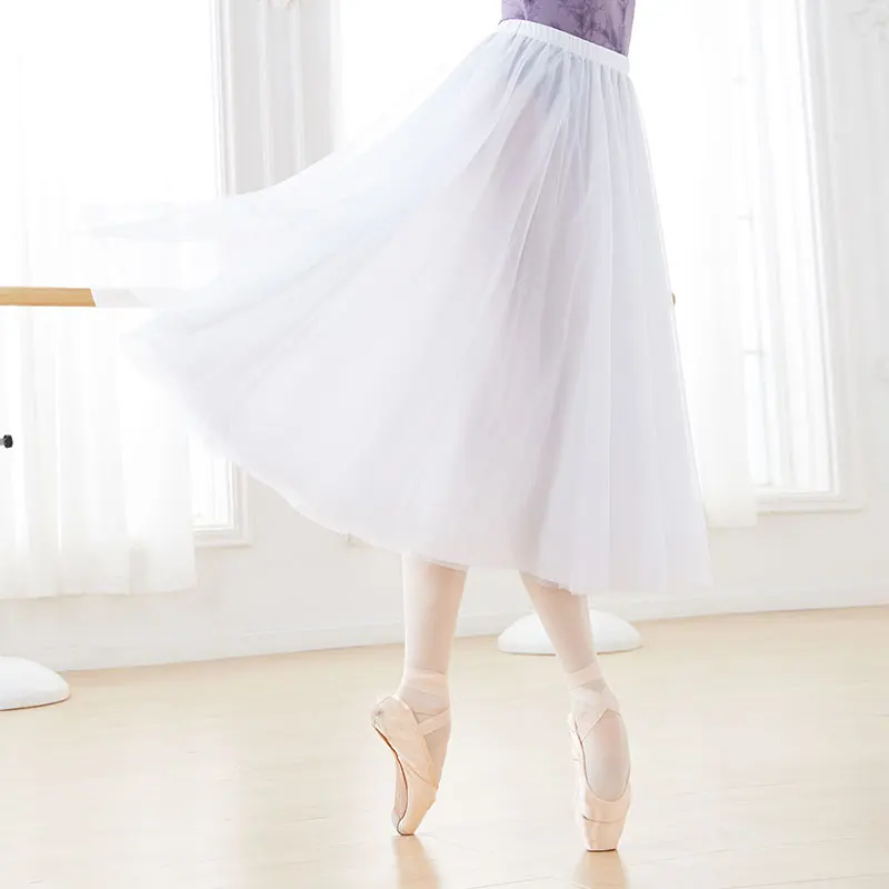 Ballet Skirt Four/Two Layers Long Dance Skirt Adults Soft Mesh Ballet ...