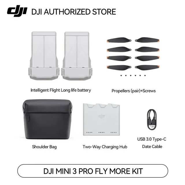 DJI Mini 3 Pro Fly More Kit Two Intelligent Flight Batteries Two-Way ...