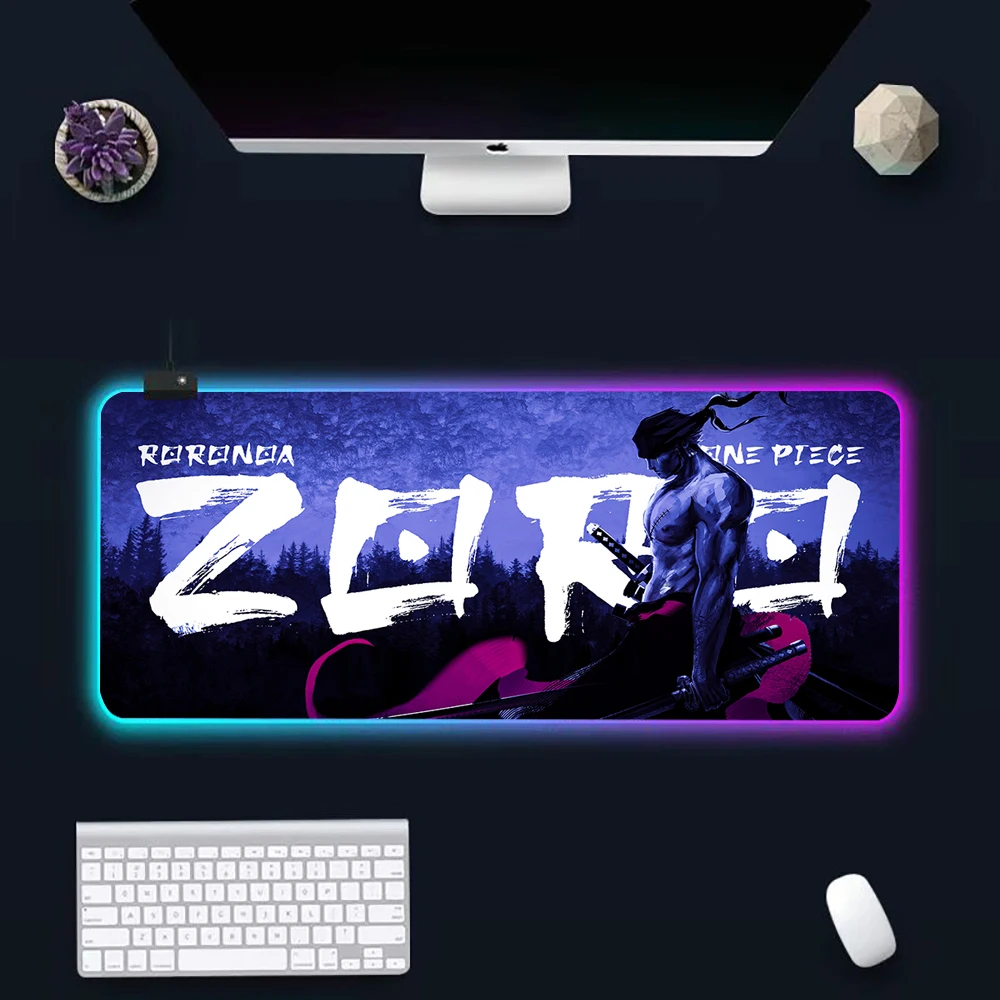 Anime One Piece ZORO RGB Pc Gamer Tastatur Maus Pad Mousepad LED ...