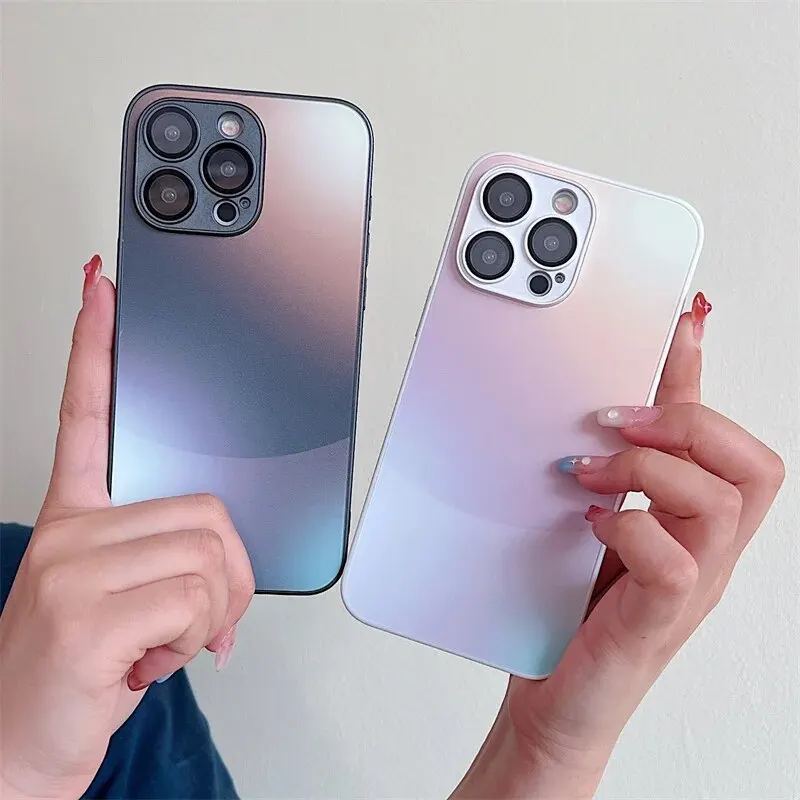 Simple-Frosted-Gradient-Glass-Anti-drop-Cover-For-iPhone-15-11-14-13-12 ...