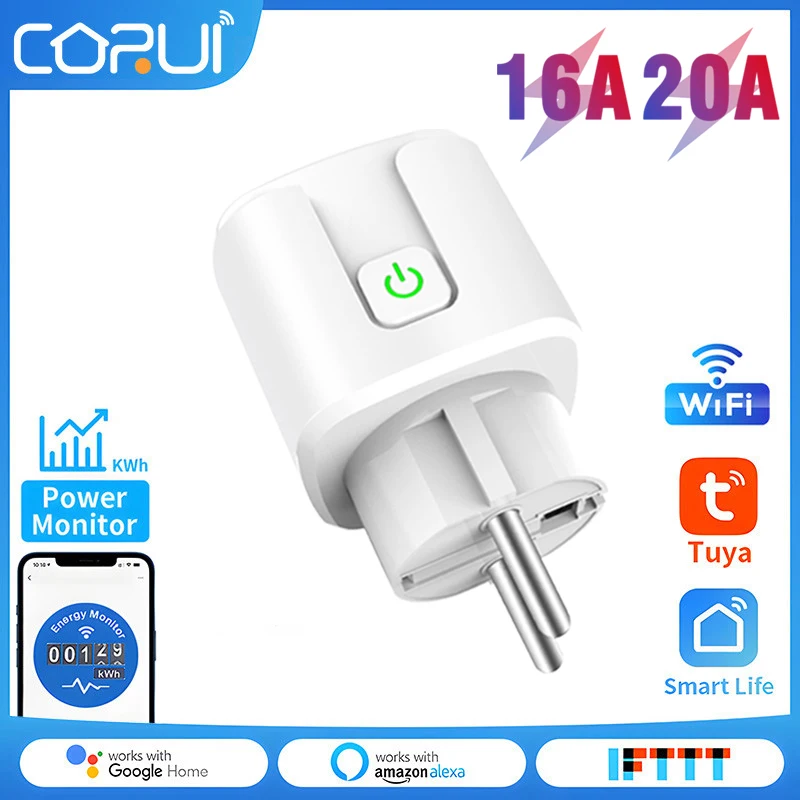 CoRui-Tuya-Wifi-Smart-Plug-Socket-Outlet-20A-EU-Power-Monitor-Timing ...
