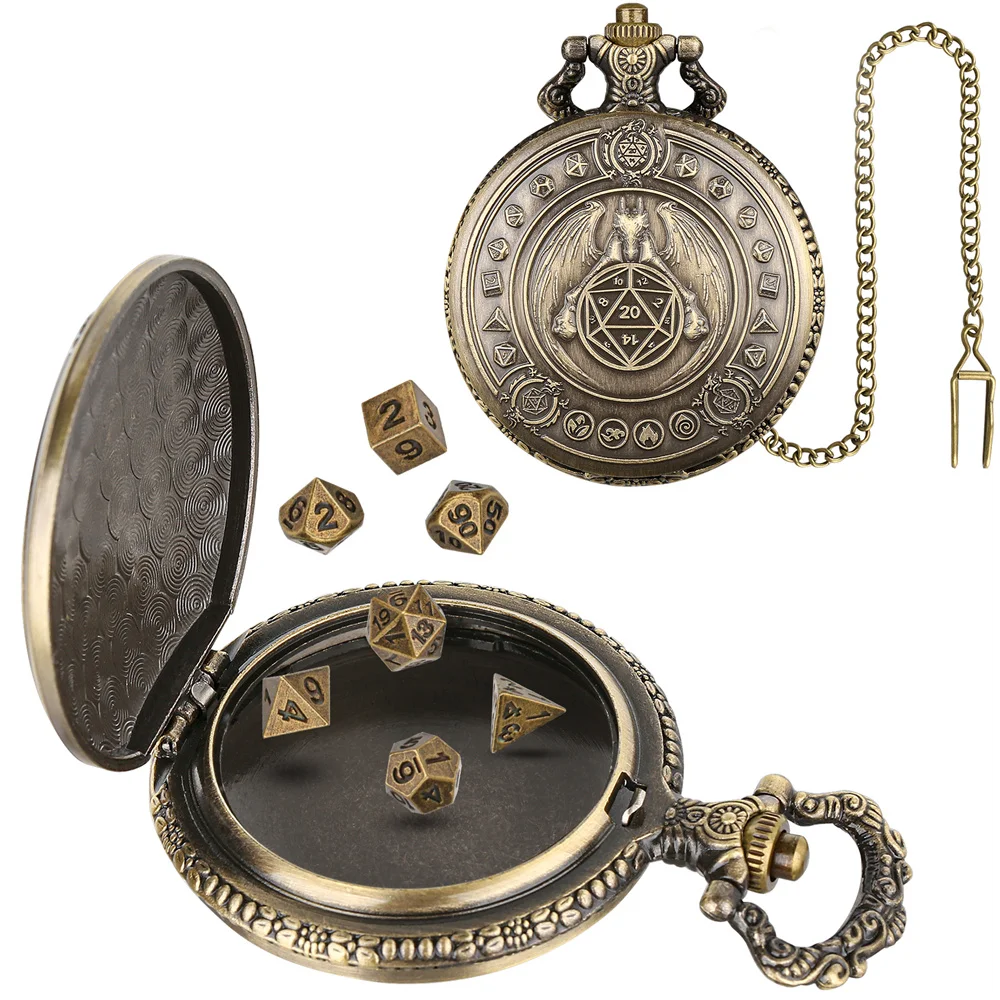 Vintage-Steampunk-Metal-Pocket-Watch-Case-with-Mini-Dices-Set-Unique ...
