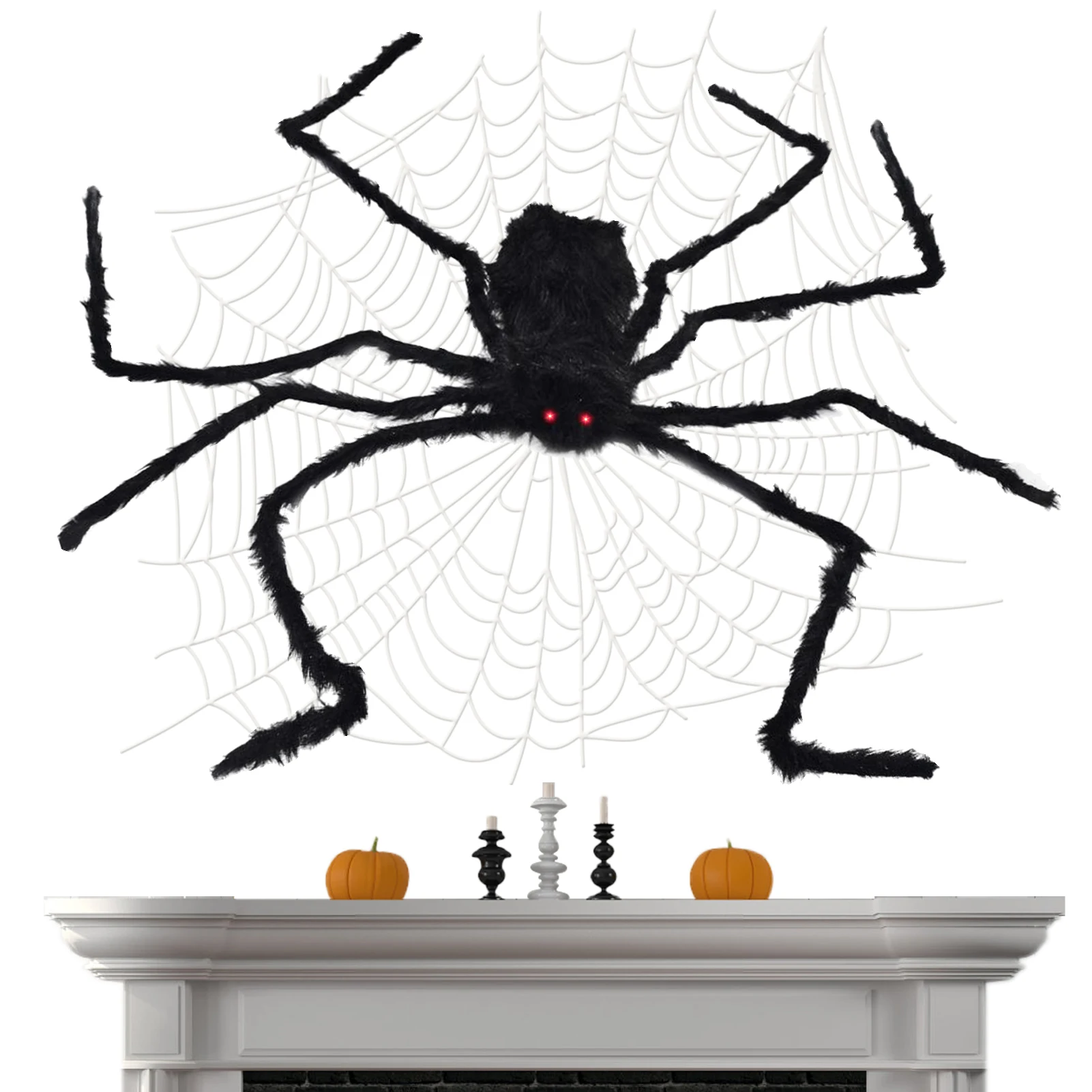 Halloween Giant Spider Decorations 123cm 4ft Furry Scary Giant Spiders