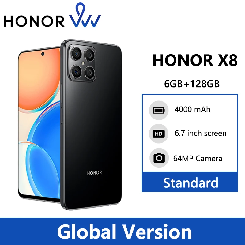 Global-HONOR-X8-Mobile-Phones-6GB-128GB-6-7-inch-Display-Smartphone ...