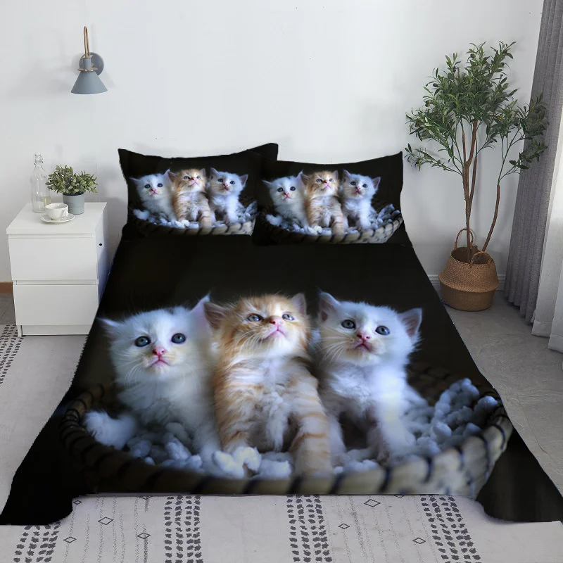 Lovely-Cat-Bed-Sheet-Set-Animal-Pets-Bed-Sheets-And-Pillowcase-3d ...