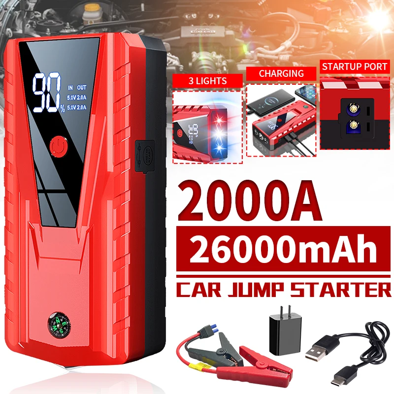 26000mah 2000a Portable Auto Jump Starter Power Bank Starting Device ...