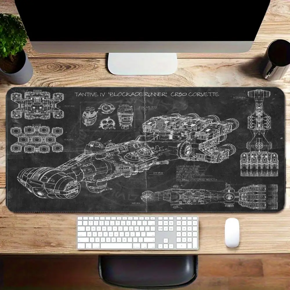 Starship Blueprint Mouse Pad Large Rubber Base Anti-slip PC Desk ...