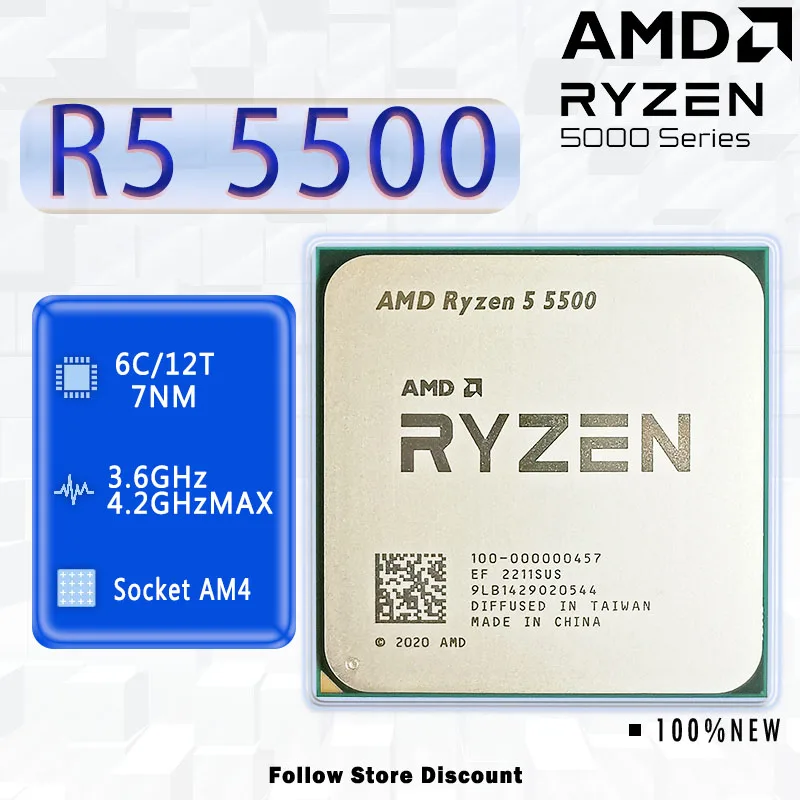 Nuevo procesador AMD Ryzen 5 5500 R5 5500 3,6 GHz de seis núcleos y 12 ...