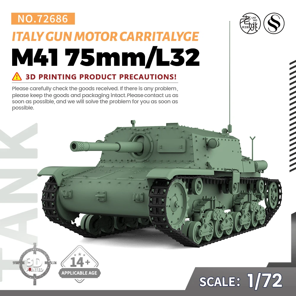 SSMODEL-SS72686-1-72-25mm-Military-Model-Kit-Italy-M41-75mm-L32-Gun ...
