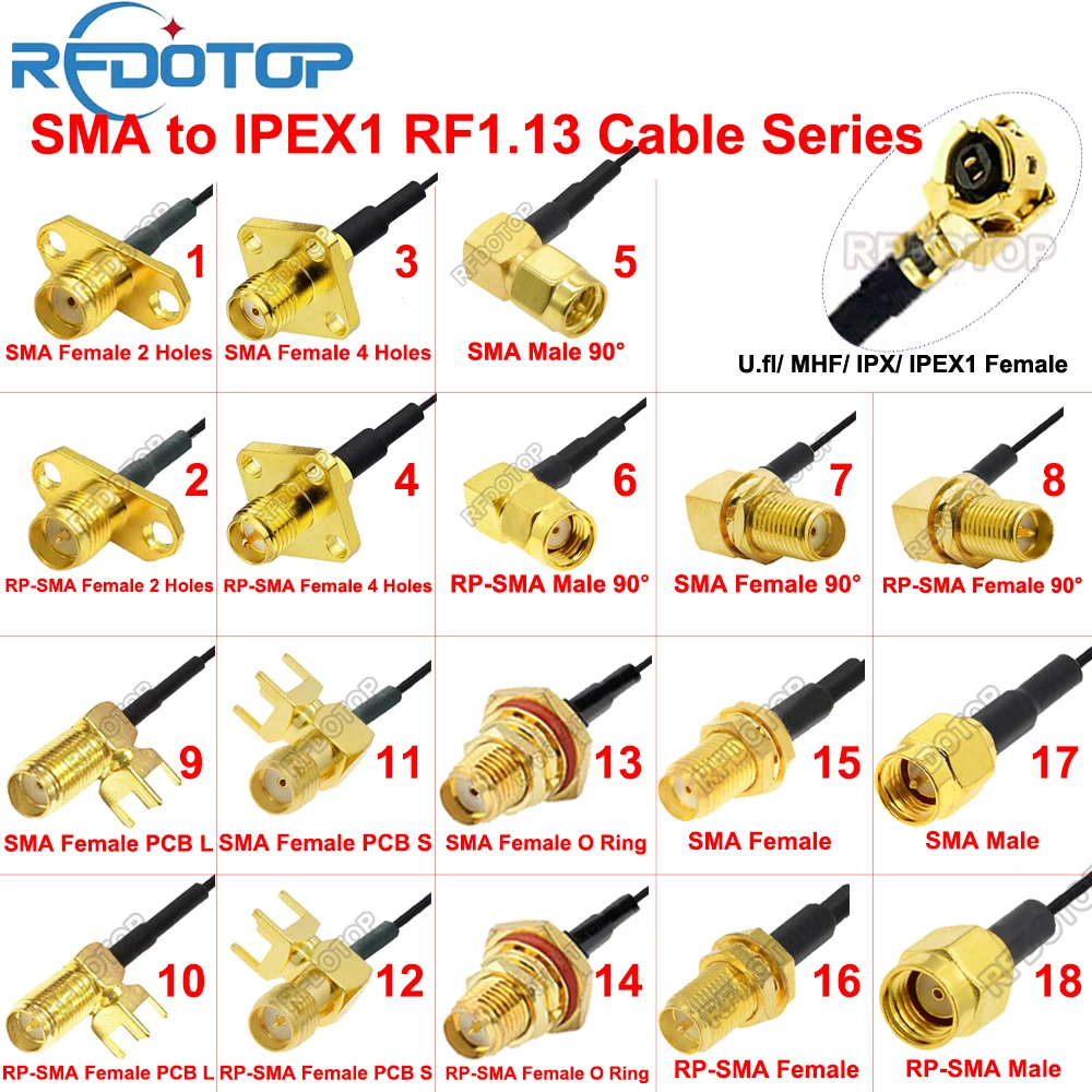 1PCS-SMA-Male-Female-to-u-FL-IPX-IPEX-1-Female-Connector-RF1-13-RF ...