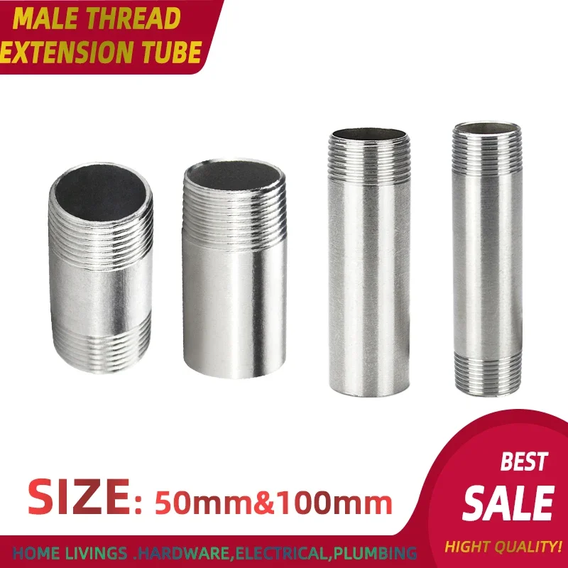 304-Stainless-Steel-BSPT-Male-Thread-Extension-Tube-Pipe-Fitting-Water ...