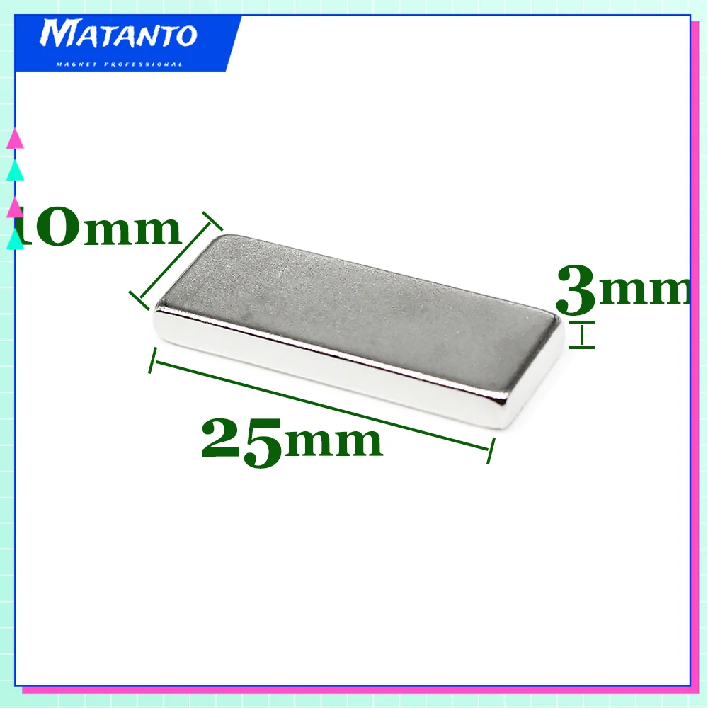 2/5/10/20/30/50PCS 25X10X3mm Rectangular Powerful Strong Magnetic ...