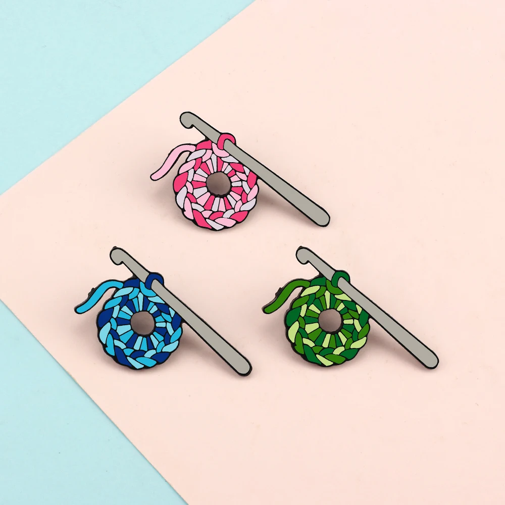 Knitting-Wool-Ball-Enamel-Pin-Red-Green-Blue-Crochet-Hook-Sweater ...
