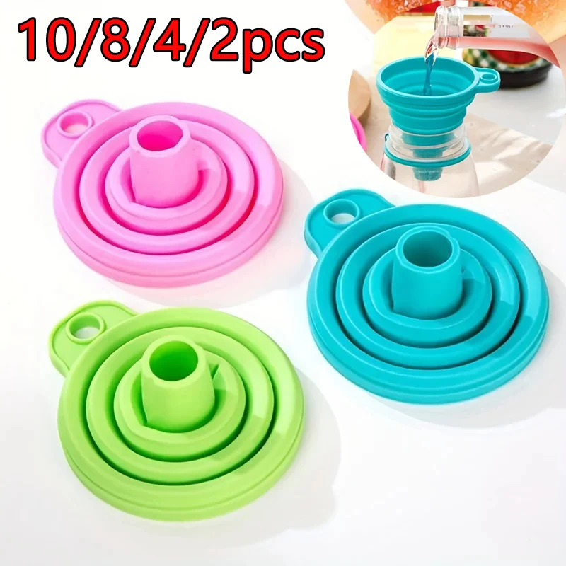 10-8-6-2pcs-Foldable-Telescopic-Funnel-Silicone-Mini-Household-Funnel ...