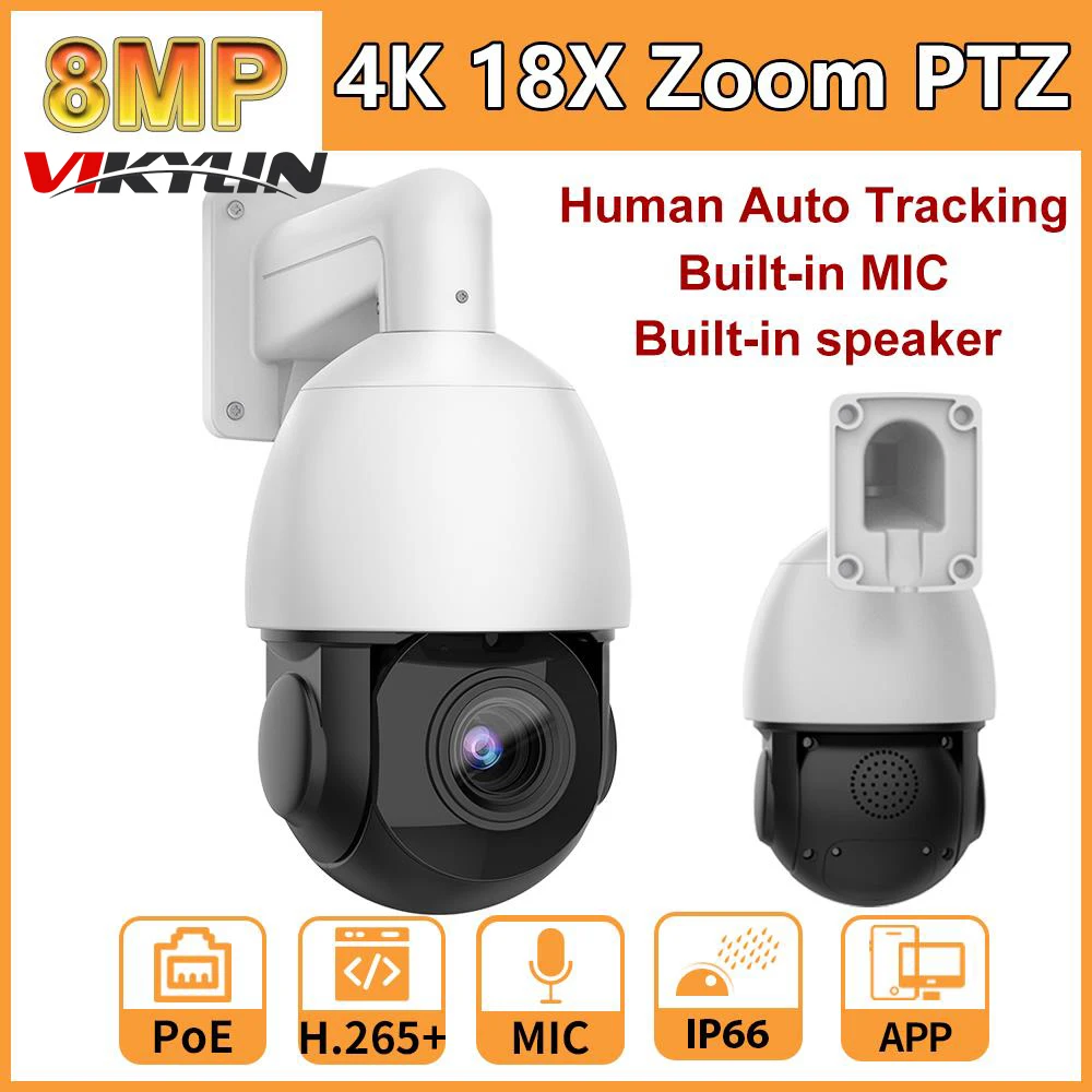 Vikylin-4-5-Inch-4K-18X-Zoom-Speed-Dome-IP-Camera-8MP-PoE-Auto-Track ...
