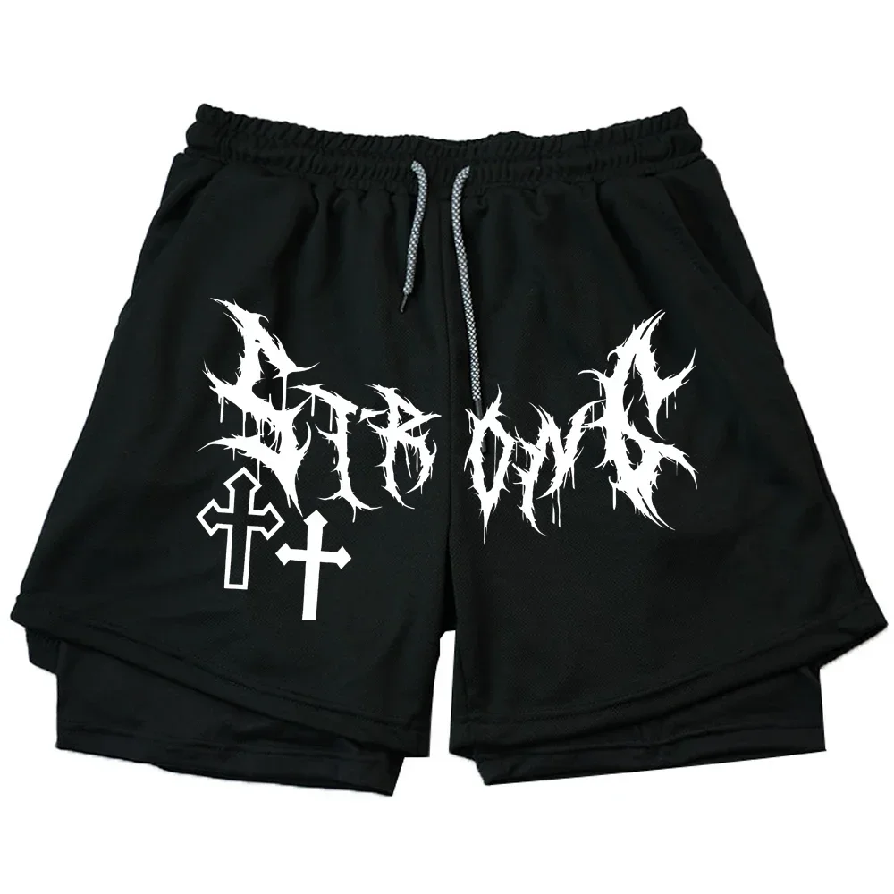 Men-s-double-layered-two-in-one-shorts-Gothic-street-shorts-Breathable ...